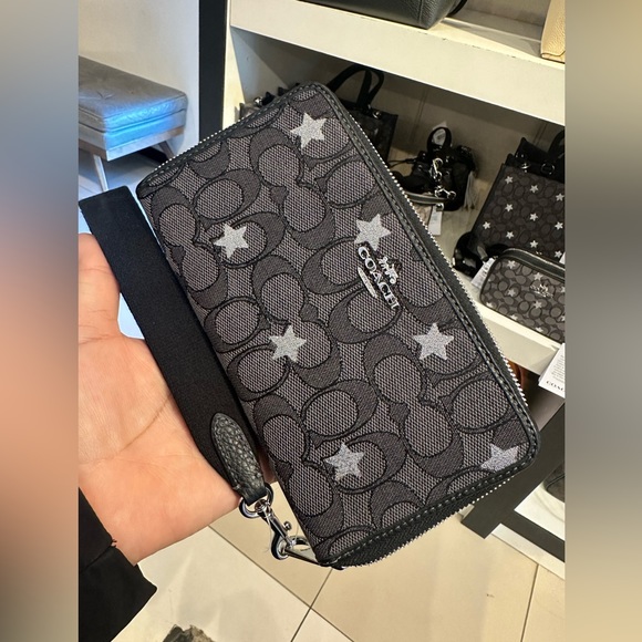 Bags | Coach Dempsey Large Phone Wallet In Signature Jacquard With Star ...
